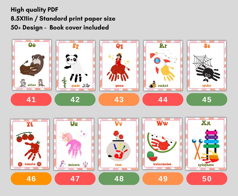 My Handprint Alphabet Book, Alphabet Handprint Art, Baby Toddler Child ...
