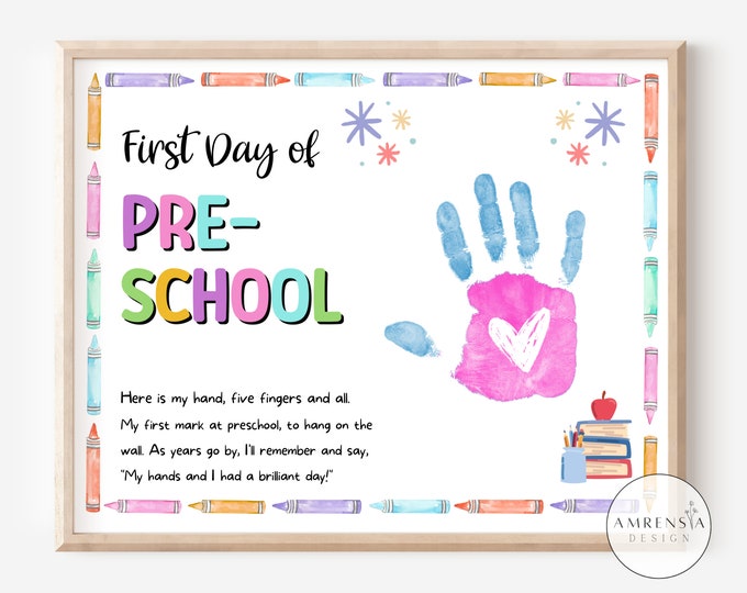 Editable First Day of Preschool Handprint Poem, Preschool Printable ...