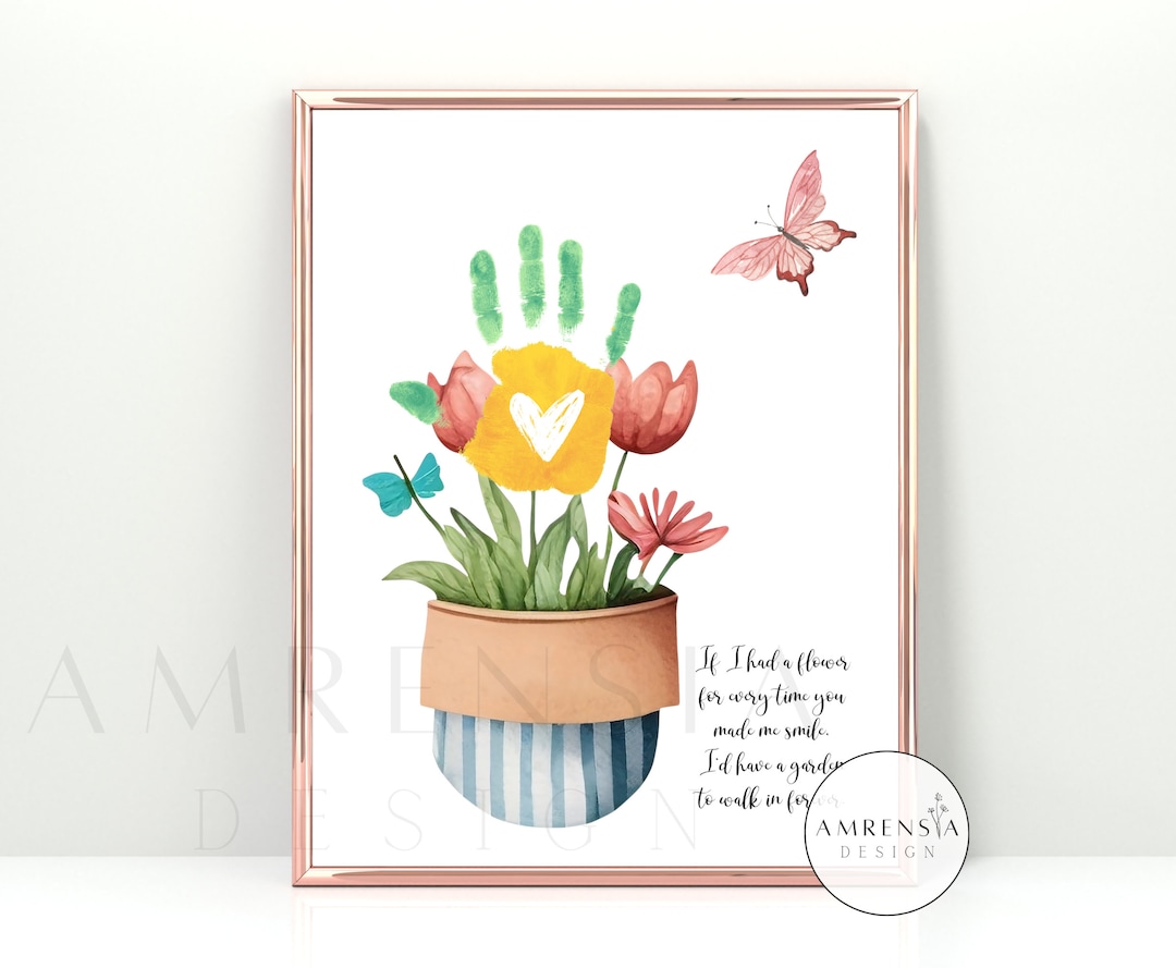 Flower Handprint Craft Mothers Day Grandma's Garden Floral Art Birthday ...