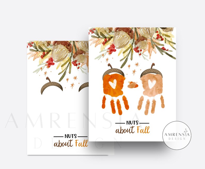 Nuts About FALL Craft Printable Hand Print Art, Easy Craft for Baby ...