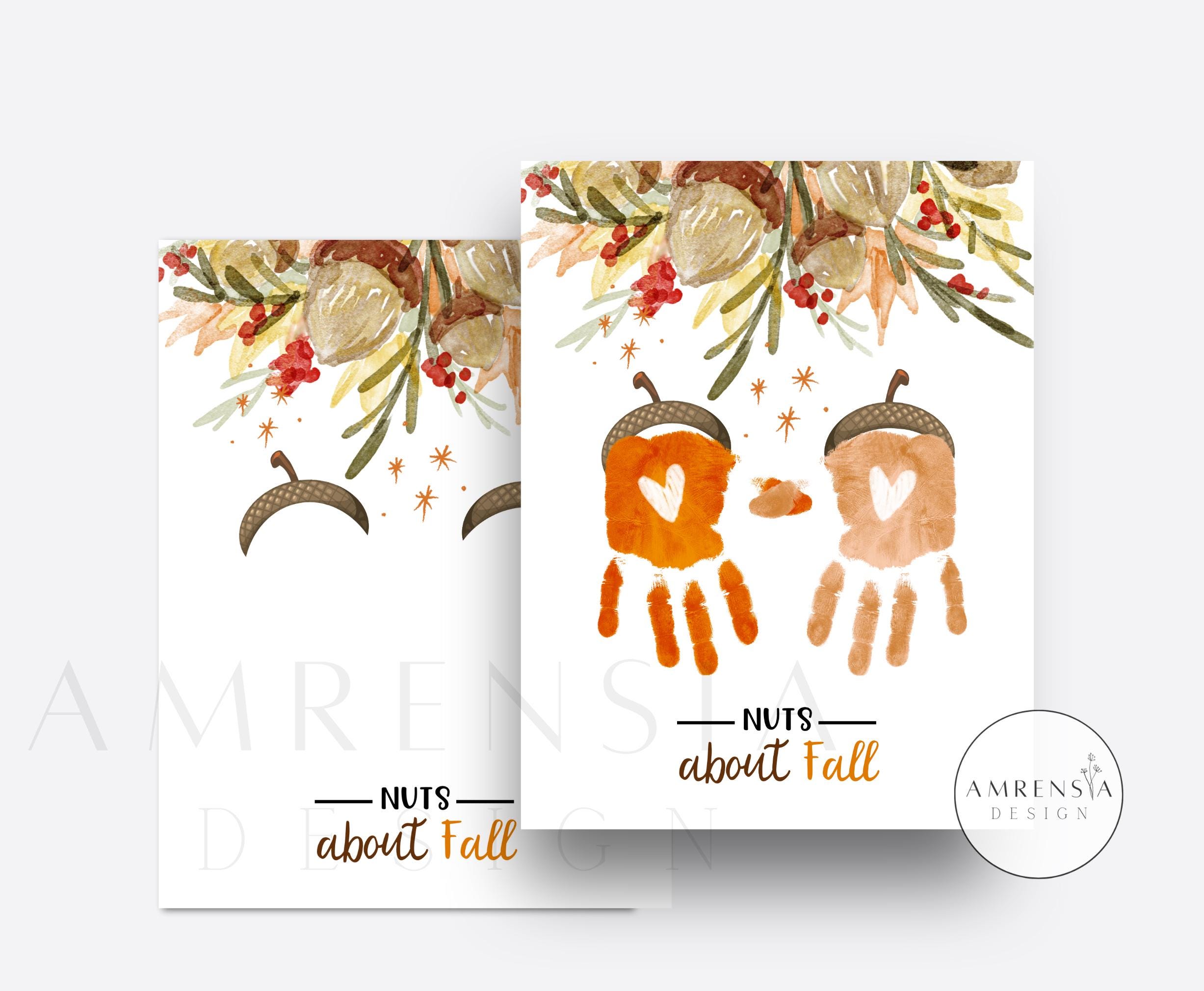Nuts About FALL Craft Printable Hand Print Art, Easy Craft for Baby ...