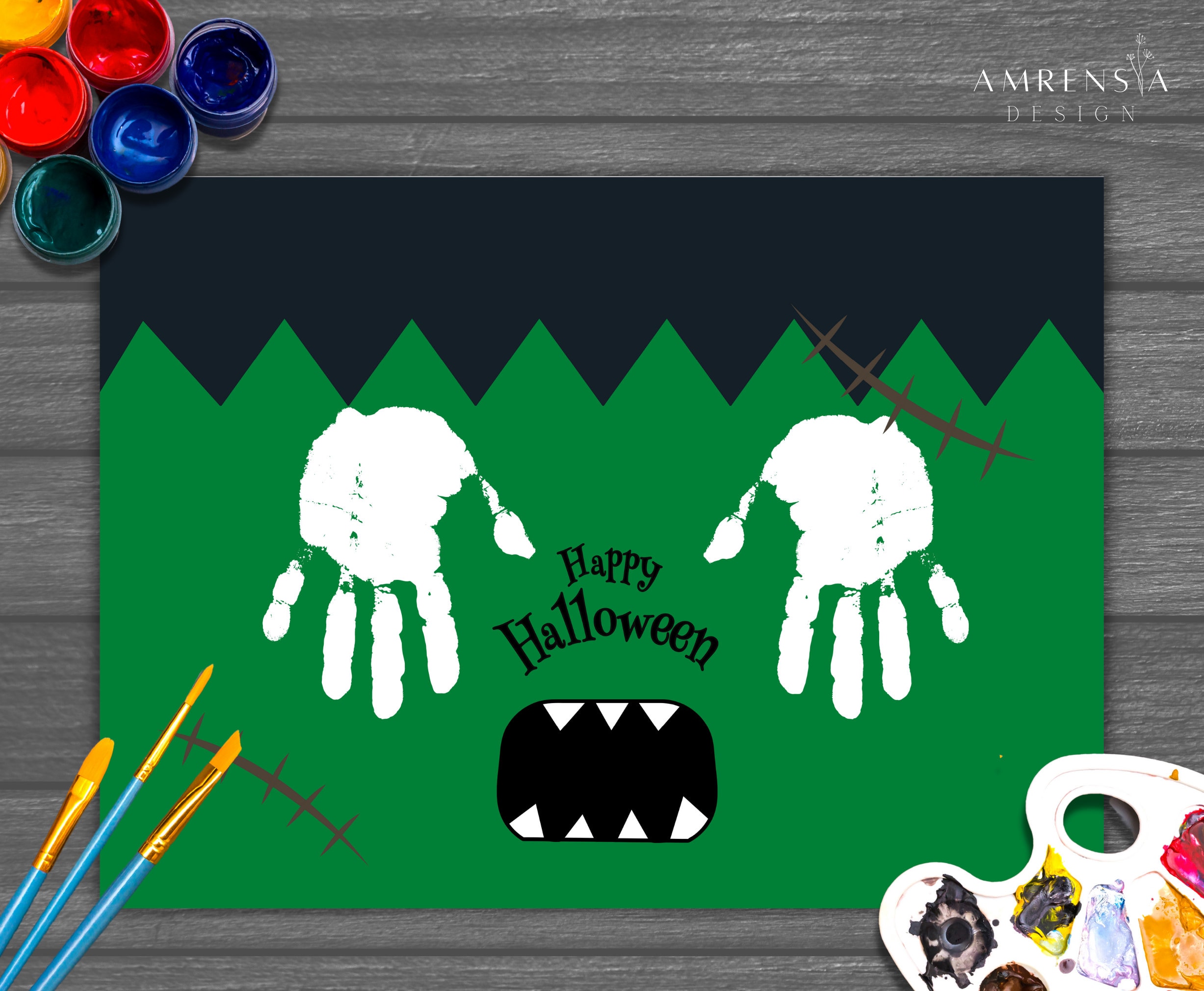 BUNDLE Halloween Handprint Footprint Art,happy Halloween Keepsake Craft ...
