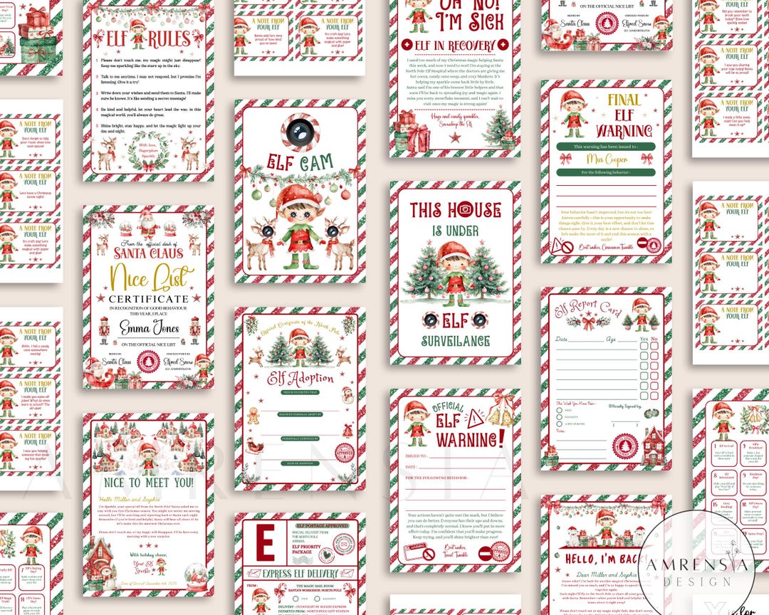 EDITABLE Elf Notes, Christmas ELF Bundle, Elf on Arrival, Hello Goddbye ...