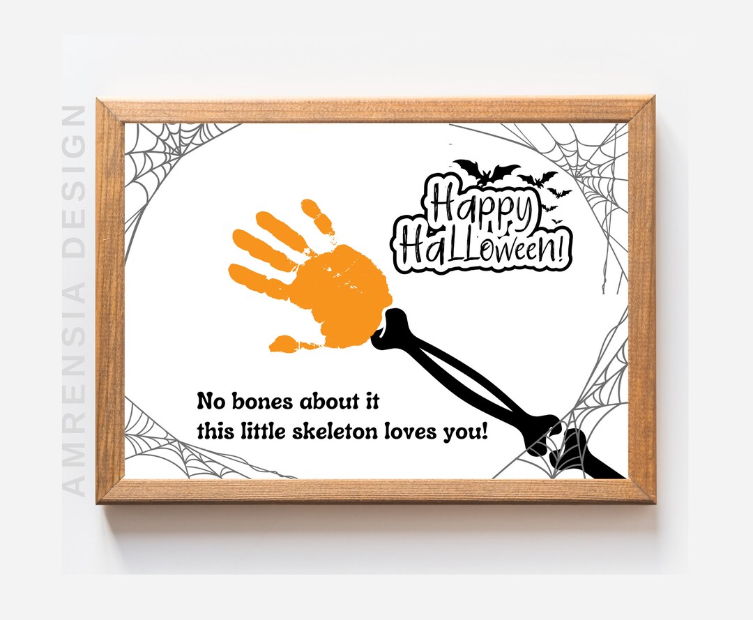 Halloween Handprint Art,bones Skeleton, Happy Halloween Keepsake Craft ...