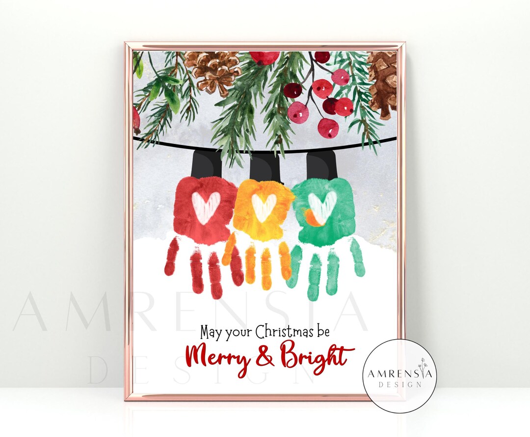 Christmas Light Handprint Art | Be Merry Be Bright Christmas Craft ...
