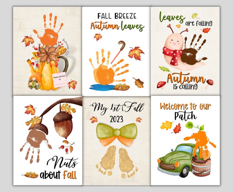 Fall Autumn Printable Handprint Footprint Art, Toddler Kids Baby ...