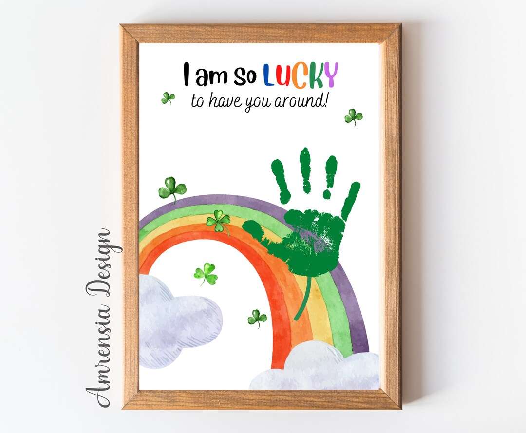 Happy St Patrick's Day Clover Rainbow Craft Handprint Template ...