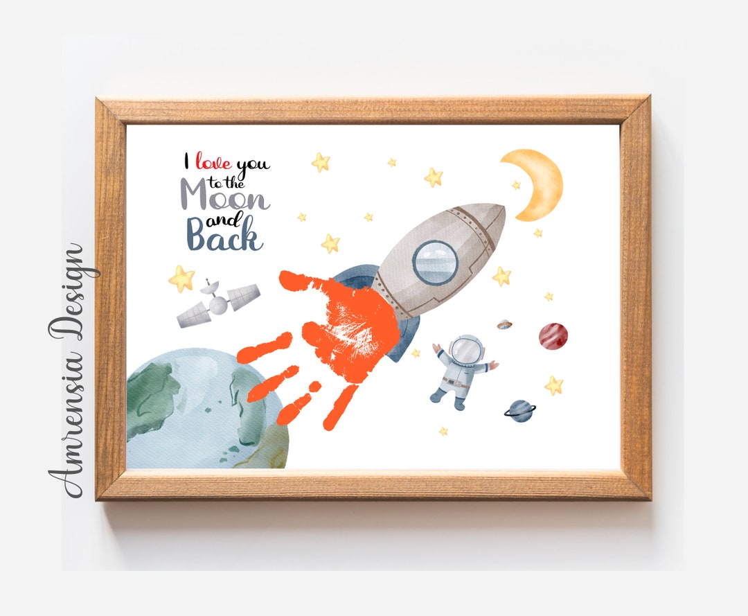Valentine Handprint Art, I Love You to the Moon and Back Printable ...