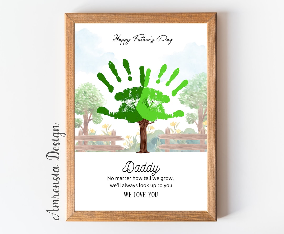 Happy Fathers Day Poem Tree Handprint Keepsake for Dad, DIY ...