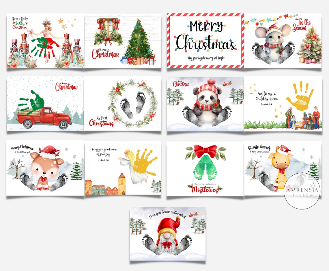 Christmas Handprint Art Bundle, Printable Kids Craft for Toddlers ...