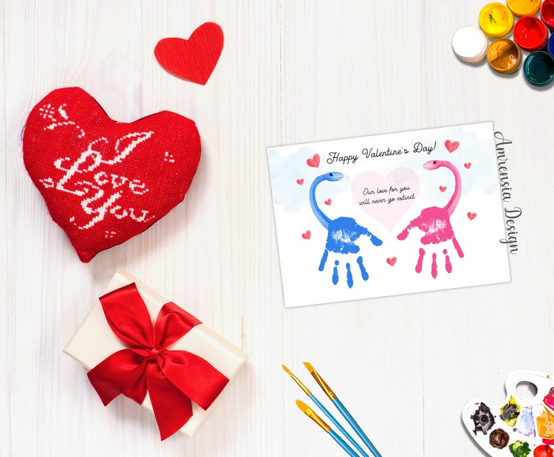 Dinosaurs Valentine Handprint Art, Printable Template for Prek ...