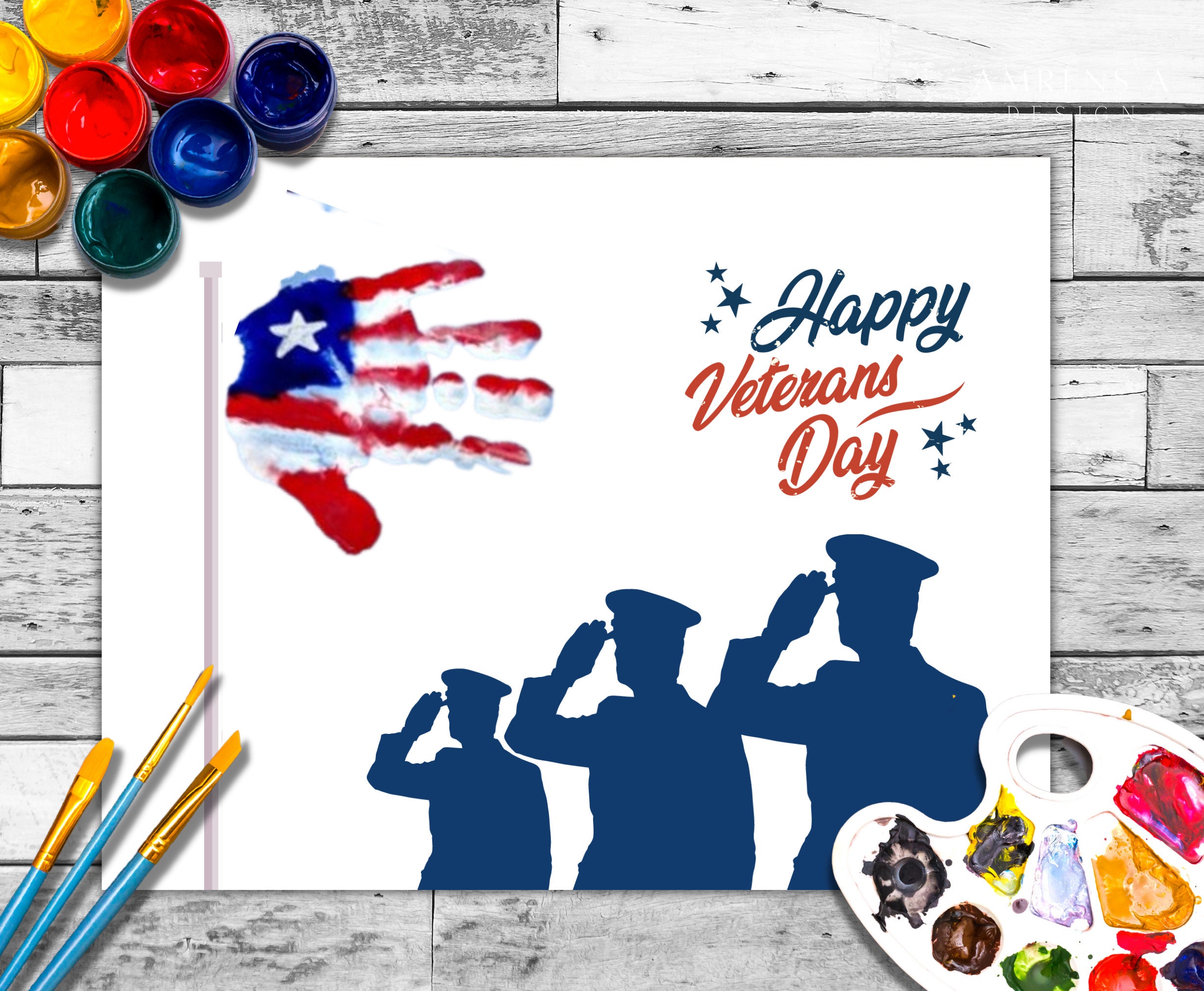 Handprint Craft for Veterans Day USA Flag Happy Veterans - Etsy