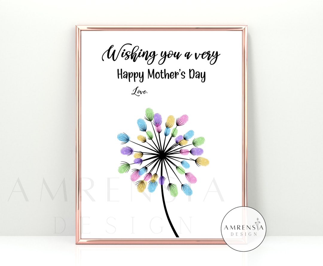 Dandelion Fingerprint Art Wishing You a Very Happy First Mother's Day ...
