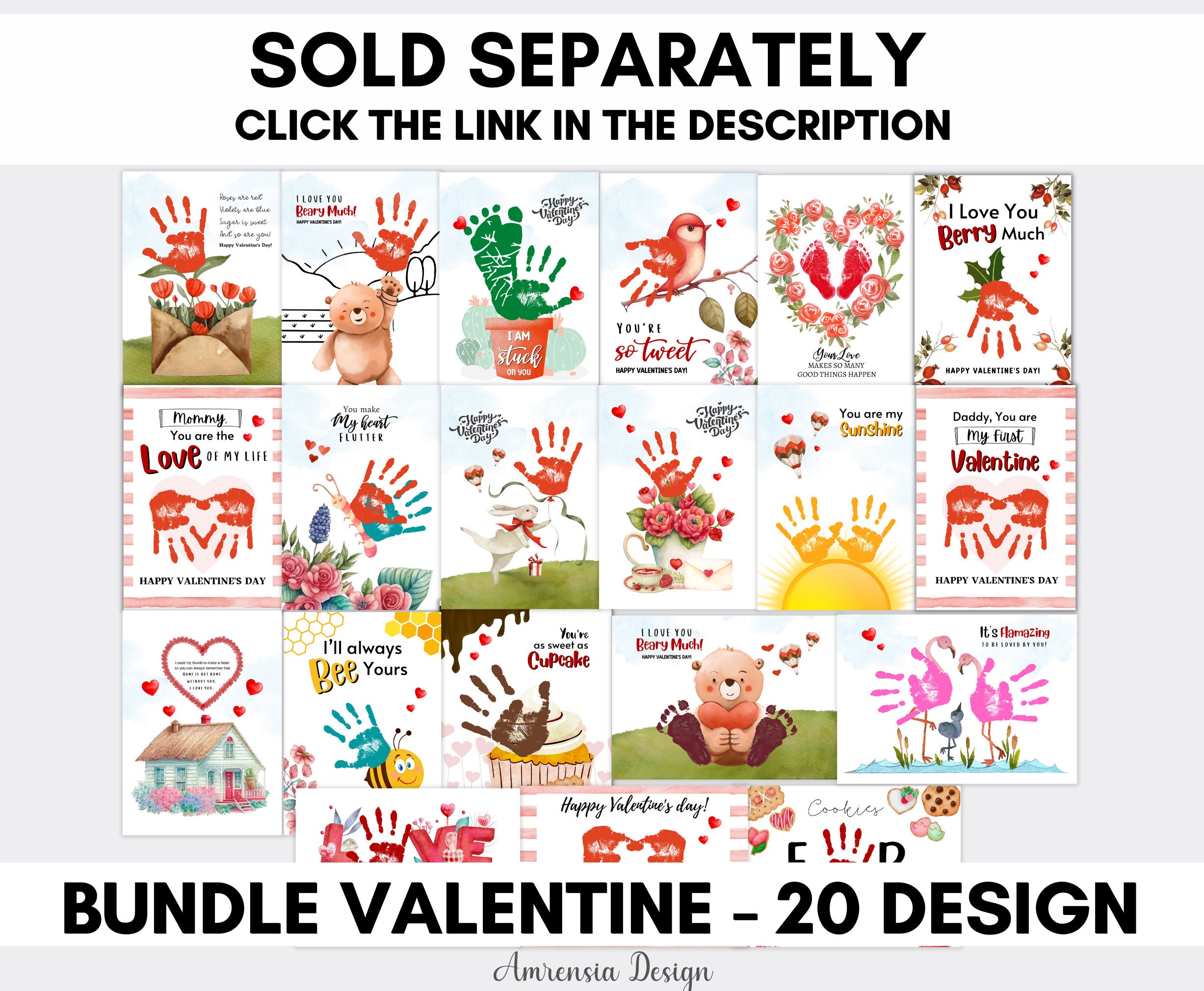 12 Design BUNDLE Happy Valentine's Day Craft Handprint Footprint Art ...