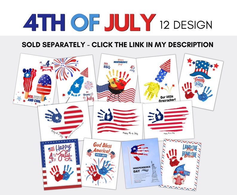 Happy 4th of July Handprint Art, Easy Craft Printable for Preschool Kid ...