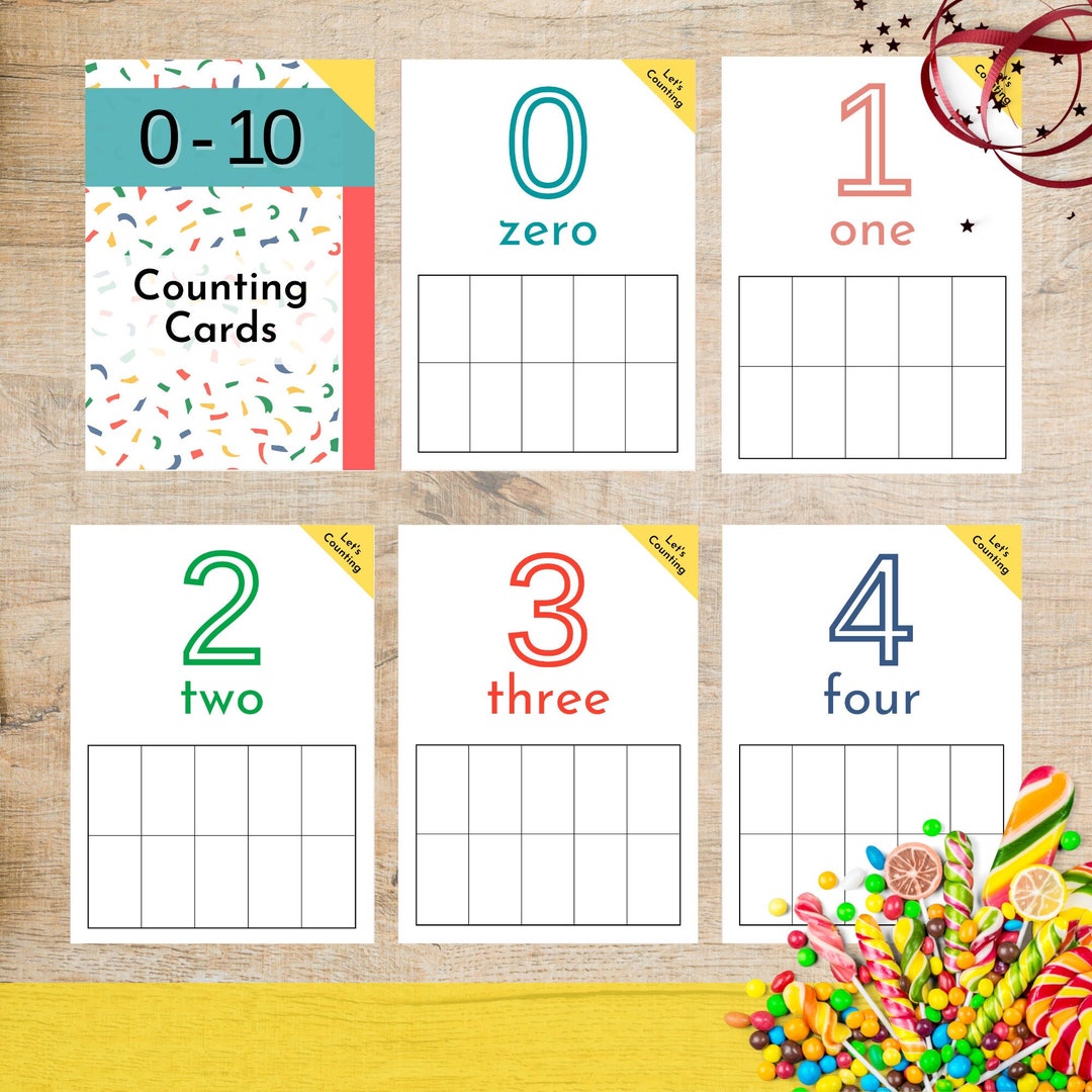 Counting Flashcards 0-10 Printable, Play Dough Mat Learning Number for ...