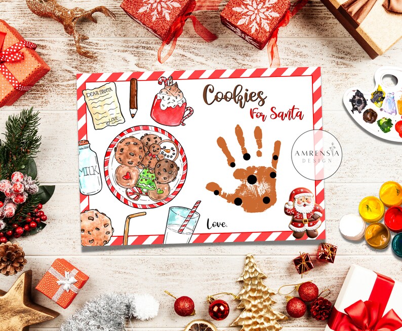 Christmas Handprint Art, Cookies for Santa Handprint Craft, Home ...
