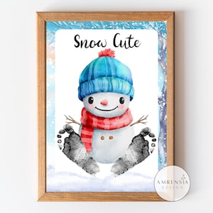 Snowman Baby Footprint Art, Snowcute, Snowman Craft, Christmas Home ...