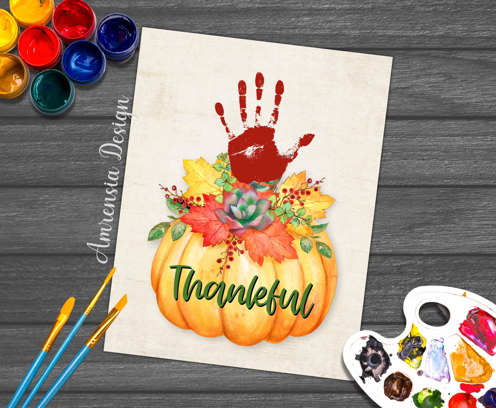Thankful Handprint Craft Autumn Fall Activity Flower - Etsy