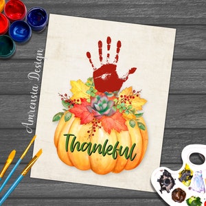 Thankful Handprint Craft, Autumn Fall Activity, Flower Printable ...