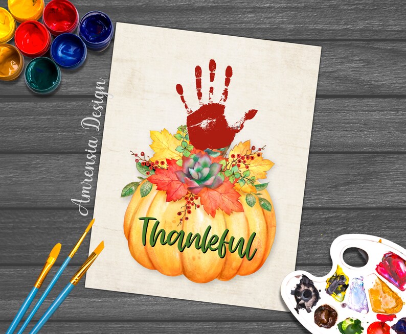 Thankful Handprint Craft Autumn Fall Activity Flower - Etsy