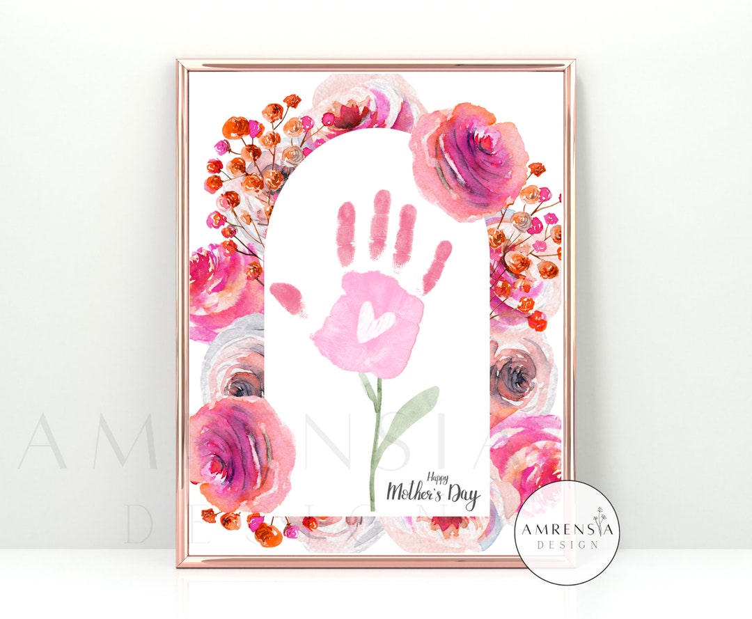 Happy Mother's Day Handprint Art, Flower Handprint Craft , Baby Toddler ...
