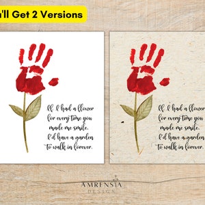 Mother's Day Gift Flower Idea Handprint Art Poem, Spring Craft Toddler ...