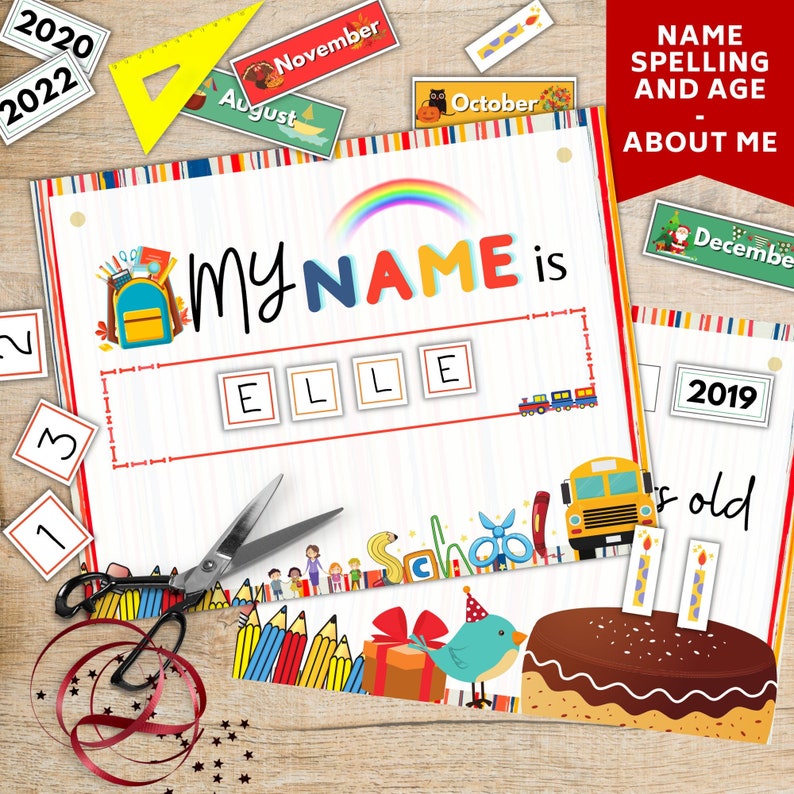 Name Spelling and Age Printable, Preschool Homeschool Activity ...