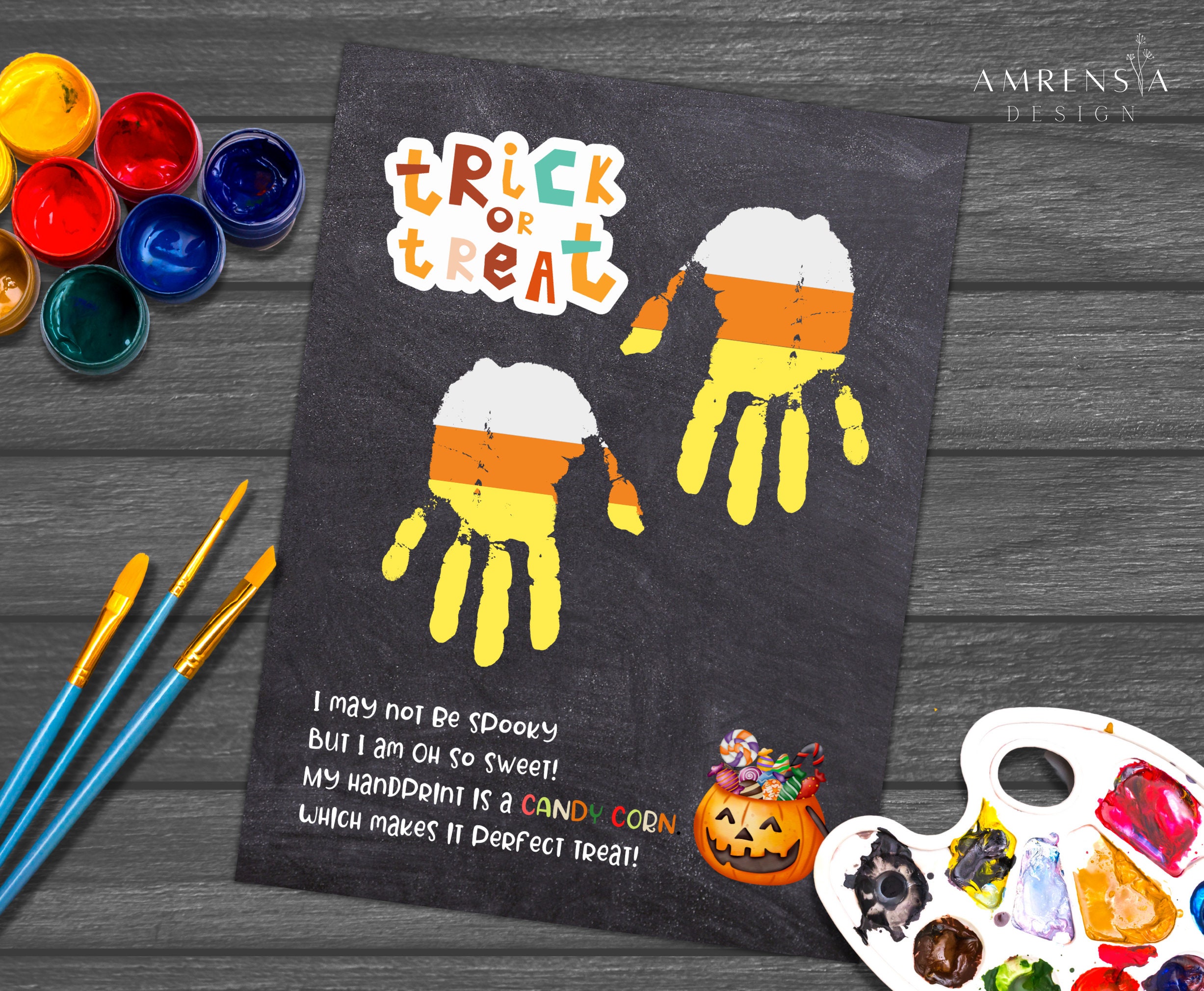 Candy Corn Poem Handprint Art Craft, Trick or Treat Happy Halloween ...
