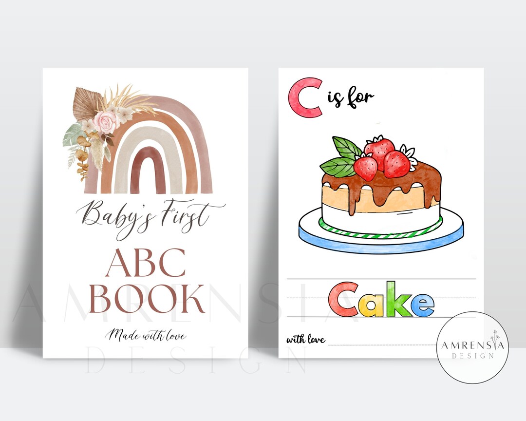 52 PAGES ABC Boho Rainbow Baby Shower Coloring Book, Rustic Baby's ...