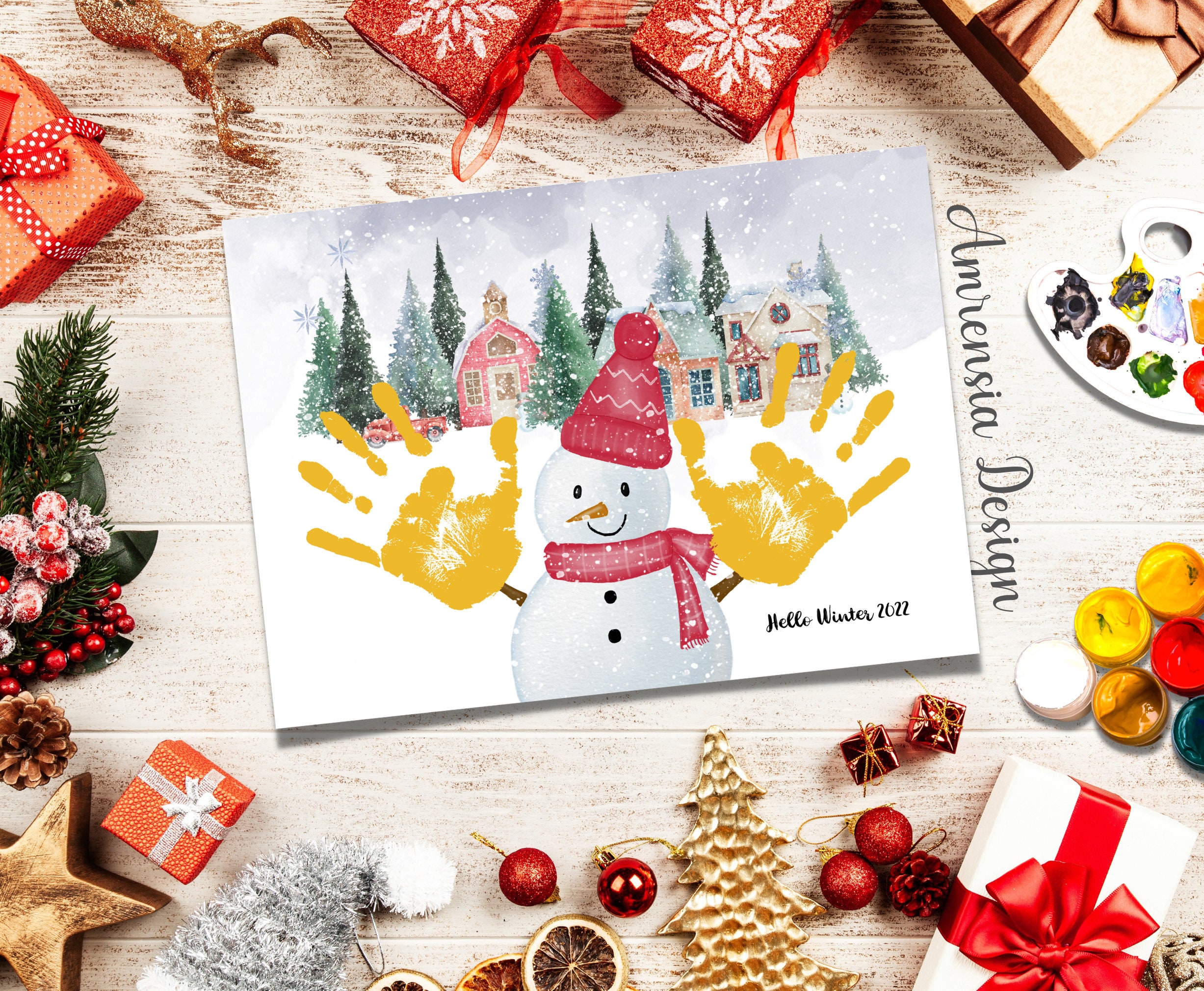 Snowman Handprint Art Snowman Craft Home Decoration Winter - Etsy