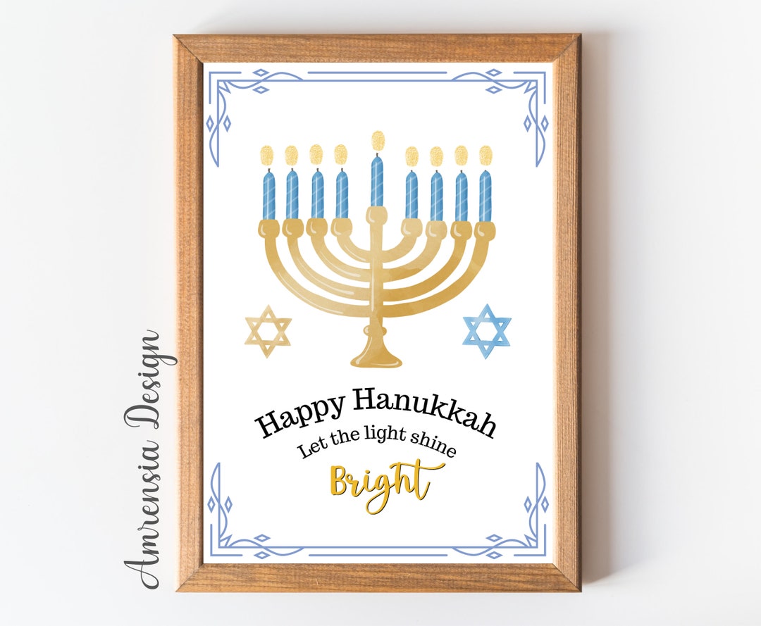 Hanukkah Craft Fingerprint Art Template Printable for Kid Prek ...