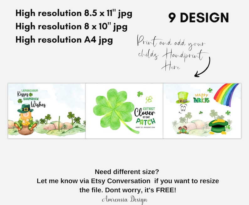 9 DESIGN Happy St Patrick Day, Handprint Art Template Printable for ...