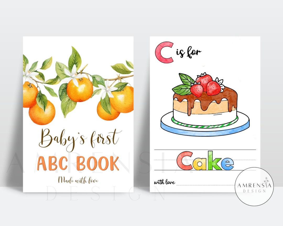 52 PAGES Orange ABC Baby Shower Theme Coloring Book, Baby's First ABC ...