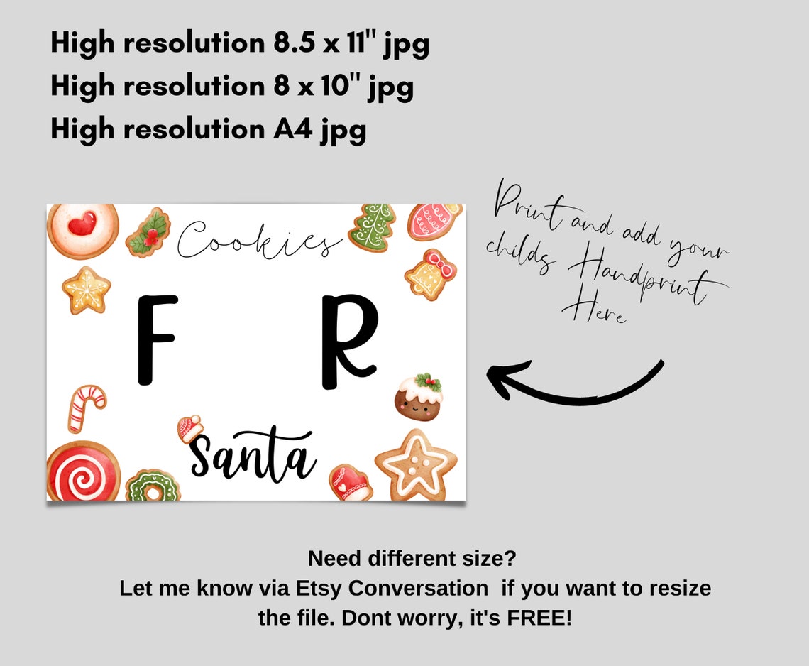 Christmas Handprint Art Cookies for Santa Handprint Craft - Etsy