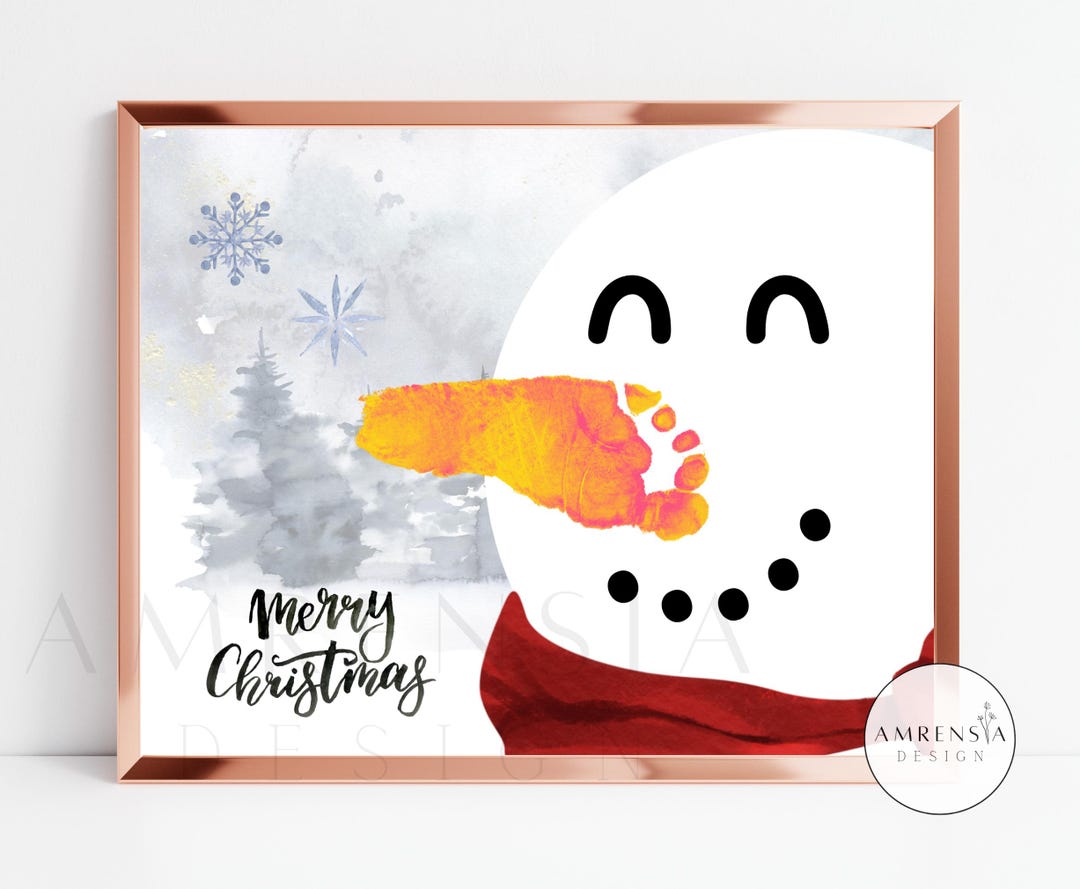 Snowman Footprint Art, Snowman Craft, Home Decoration, Winter Footprint ...