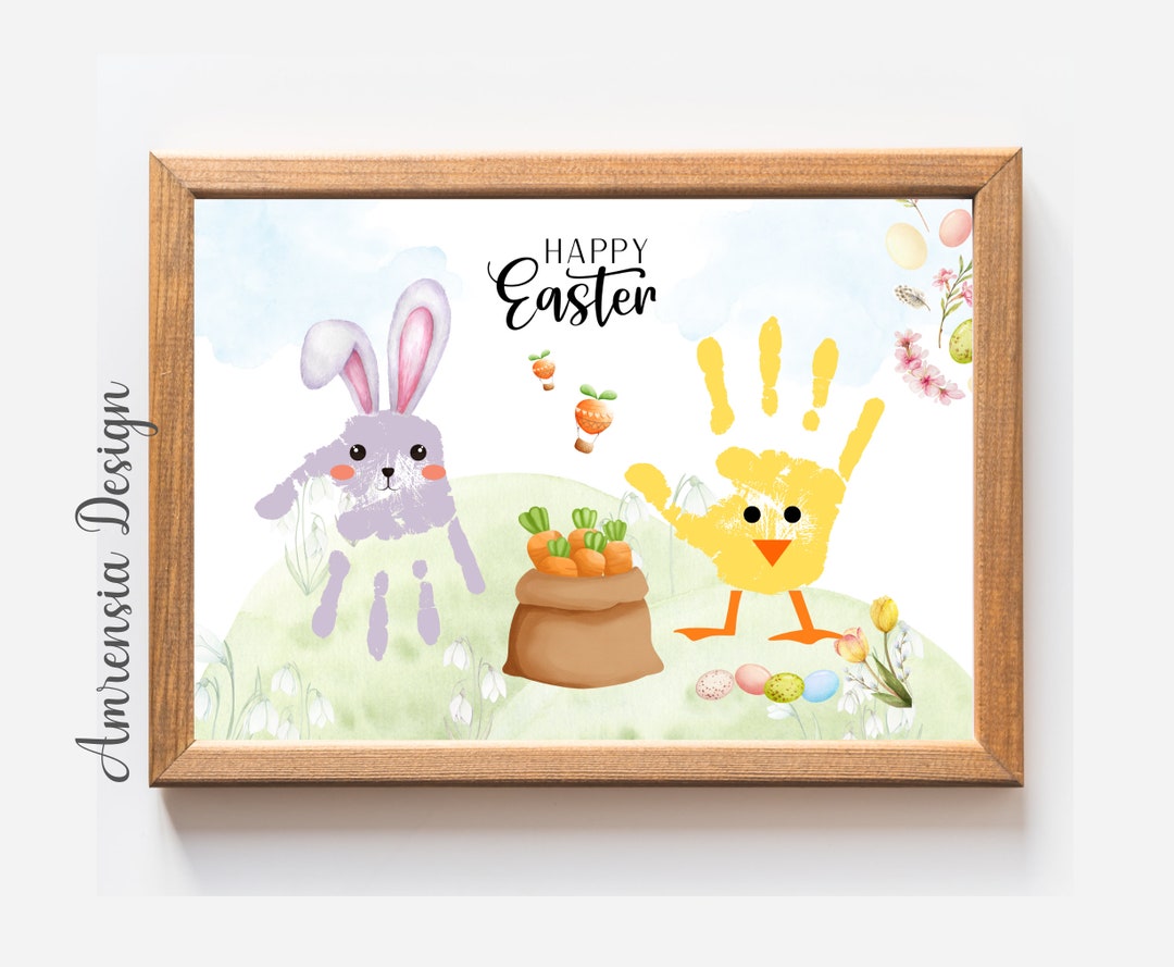 Easter Bunny, Little Chick, Happy Easter Craft Handprint Art Template ...