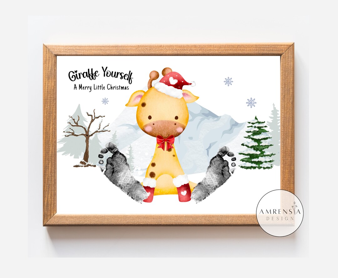 Giraffe Footprint Art, Baby Giraffe Craft, Home Decoration, Winter ...