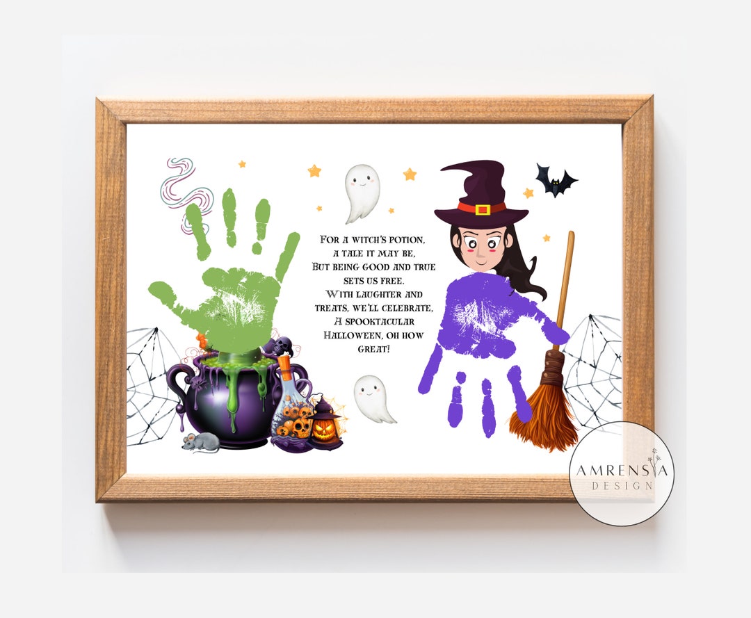 Witch Halloween Poem,halloween Handprint Art, Scary Spooky Happy ...
