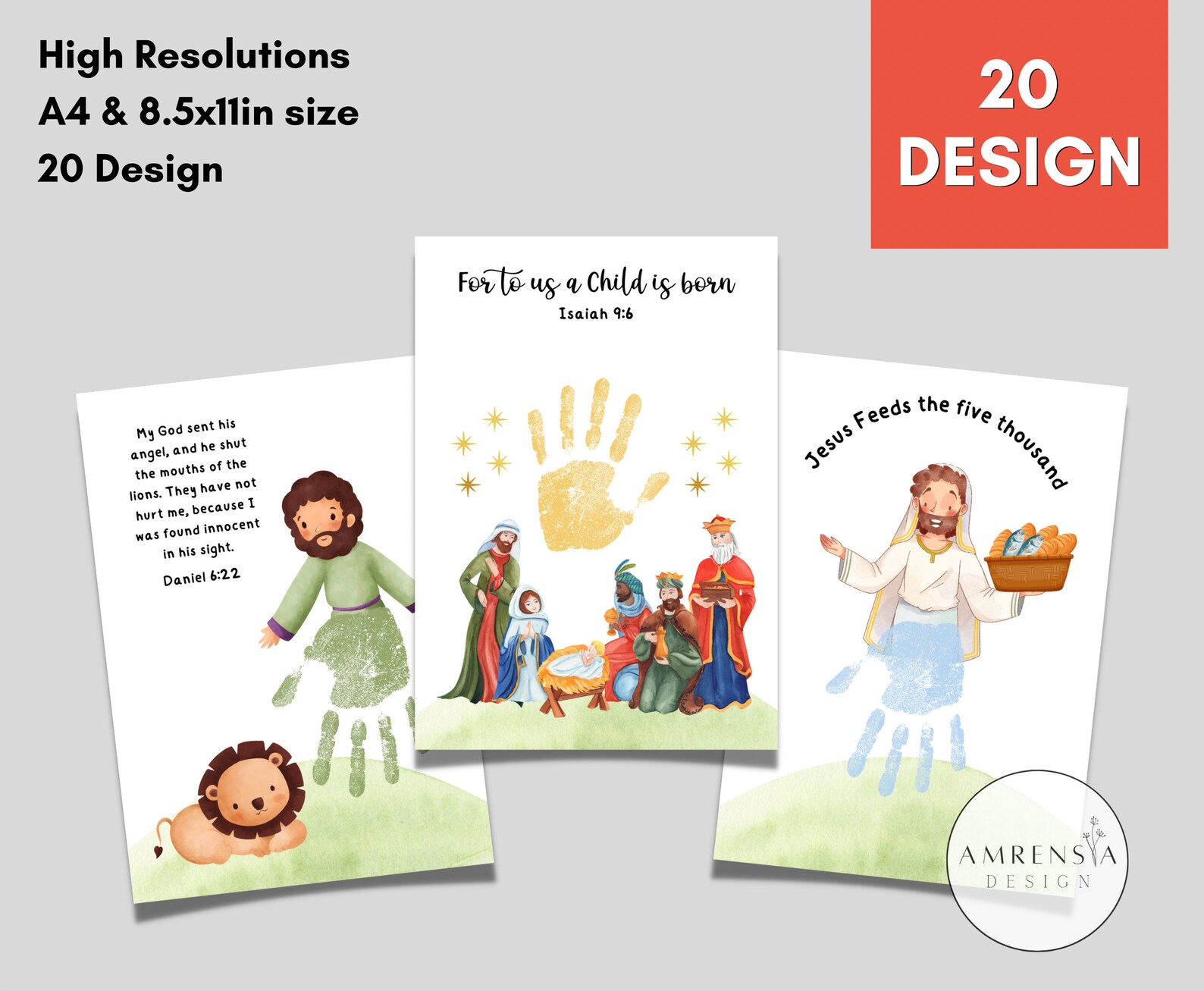 20 DESIGN BIBLE Handprint Book, Christian Handprint Art, Baby Toddler ...