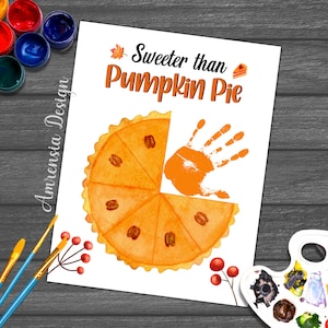 Thanksgiving Handprint Craft, Autumn Fall Activity, Pumpkin Pie ...