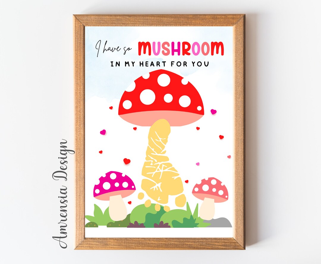 Footprint Craft Valentine Keepsake, Mushroom Printable Template for ...
