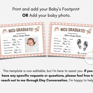 NICU Graduate Printable Footprint, Baby Keepsake, Newborn Baby ...
