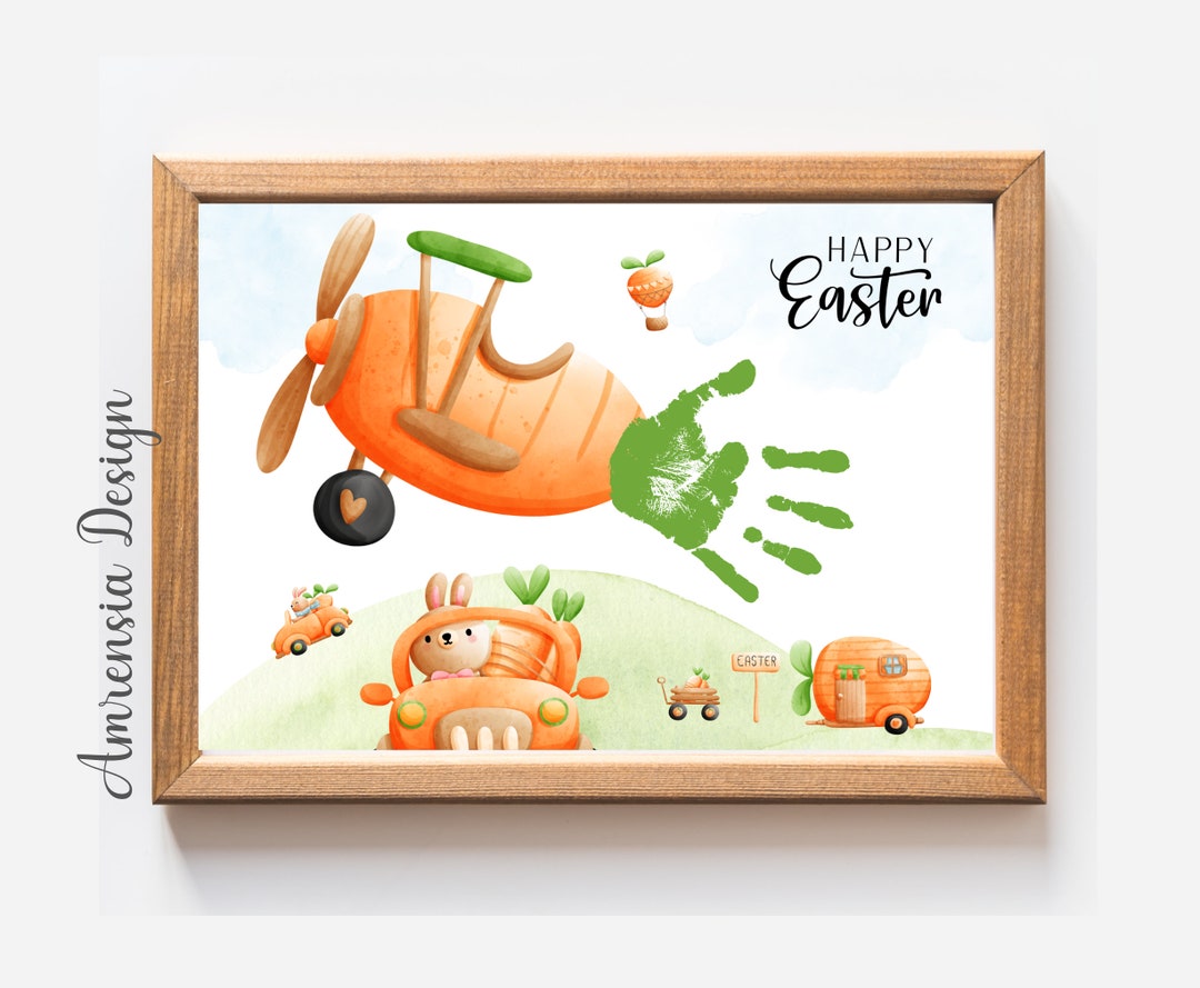 Carrot Happu Easter Craft Handprint Art Template for Baby Kids Toddler ...