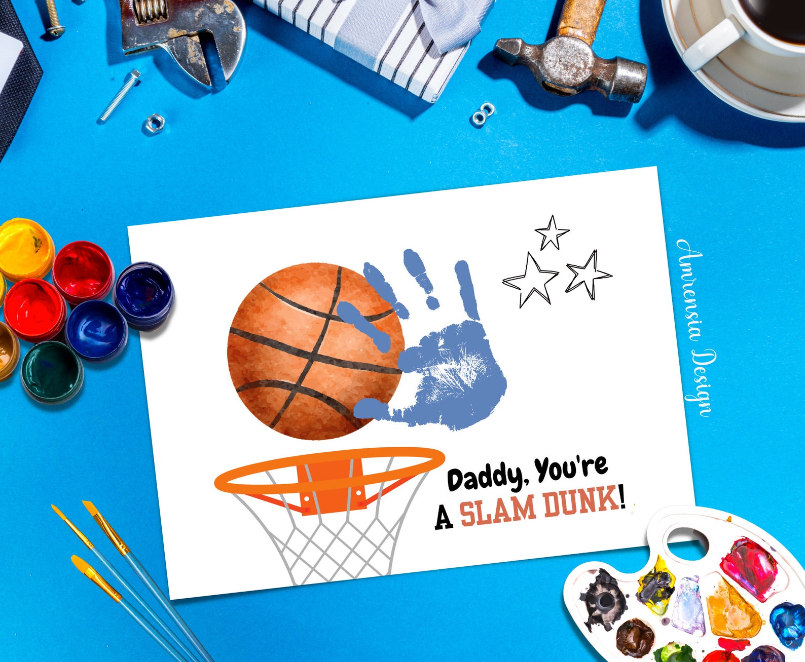 Daddy You're a Slam Dunk, Fathers Day Handprint Keepsake for Fathers ...