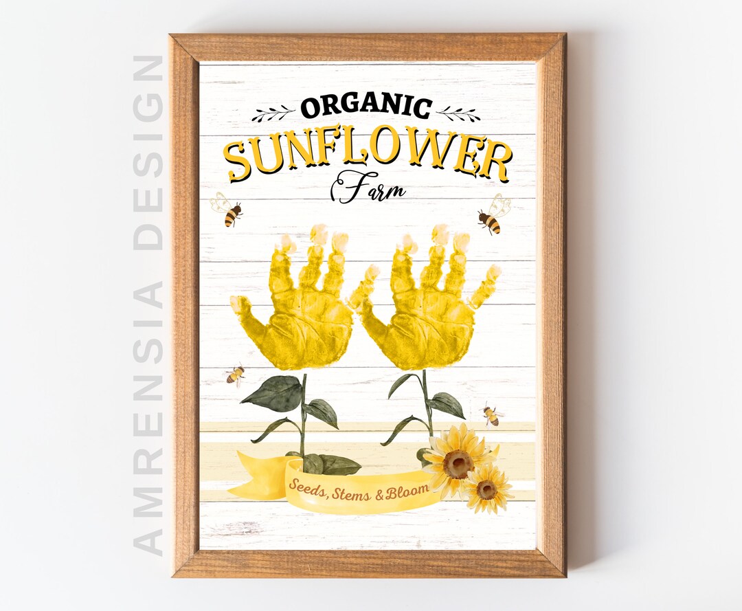 Organic Sunflower Farm Sign, Fall Handprint Feet Art Craft, Kids Baby ...
