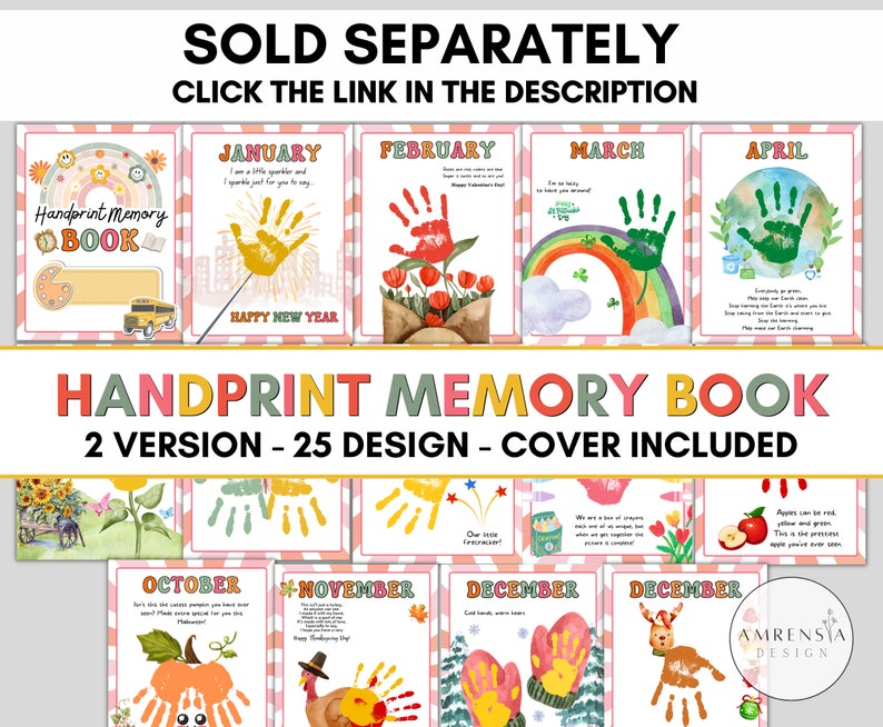 26 Design Handprint Calendar ,handprint Memory Book Printable for Prek ...