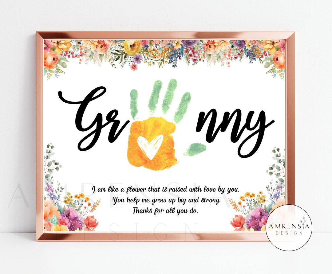 Granny Grandma Handprint Art Card, Happy Mother's Day Poem, Birthday ...