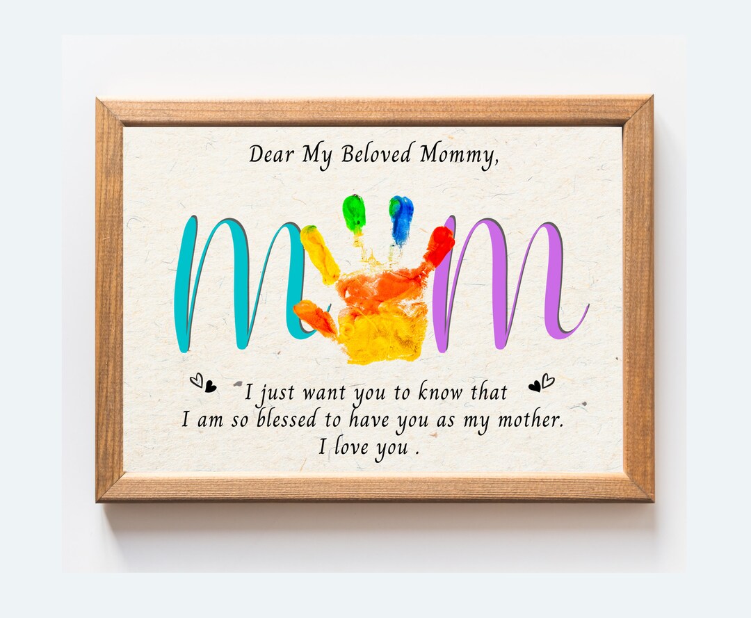 Mother's Day Gift Idea Handprint Craft, Toddler Baby Kids Preschool ...