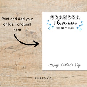 Grandpa I Love You With All My Heart, Happy Father's Day, Printable ...
